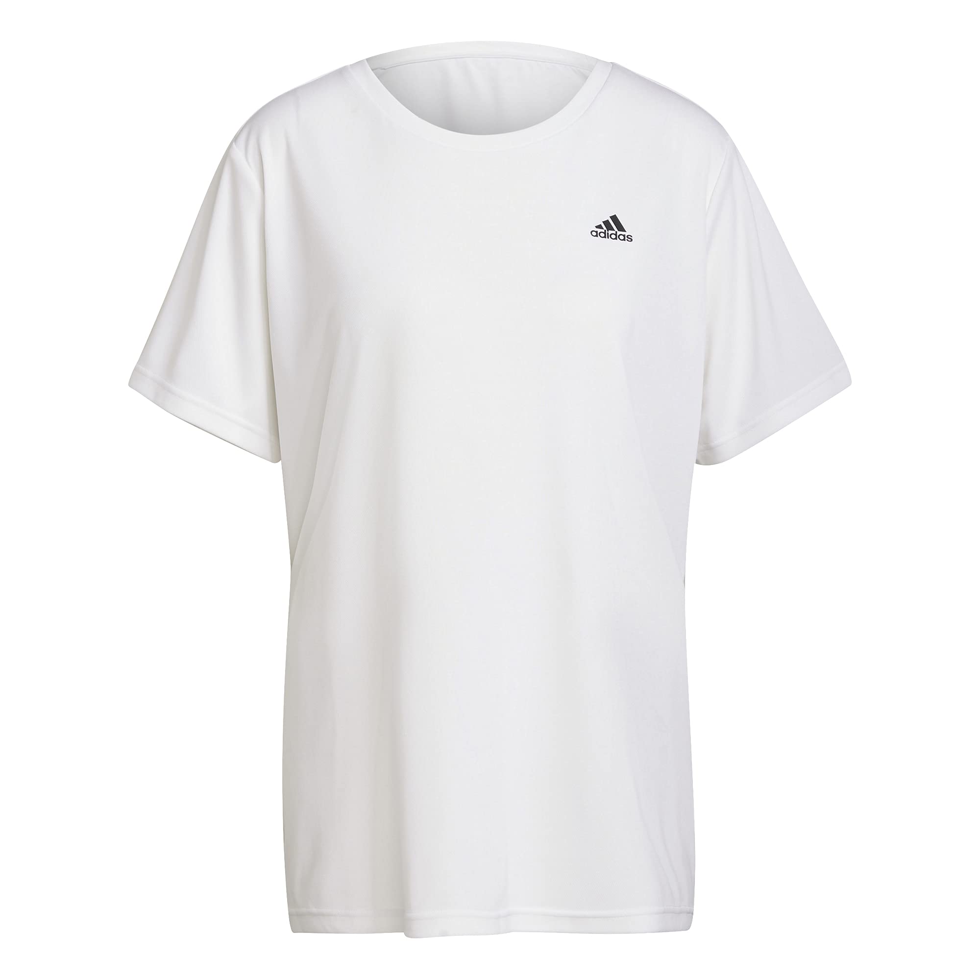 adidas Women's Plus Size AEROREADY Designed 2 Move Sport Tee, White/Black, 2X