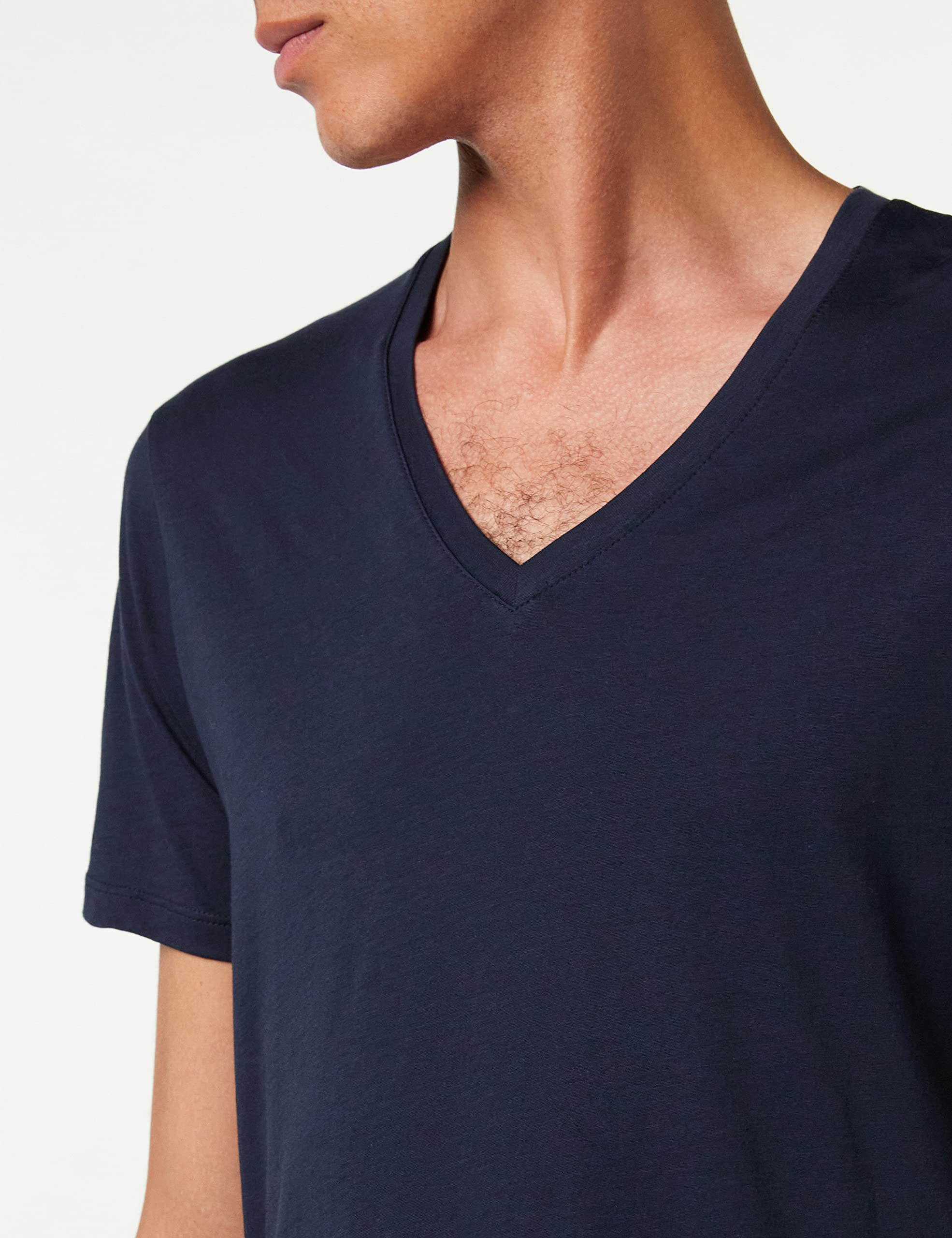 A|X Armani Exchange Men's Basic Pima V Neck Tee, Navy, X-Large