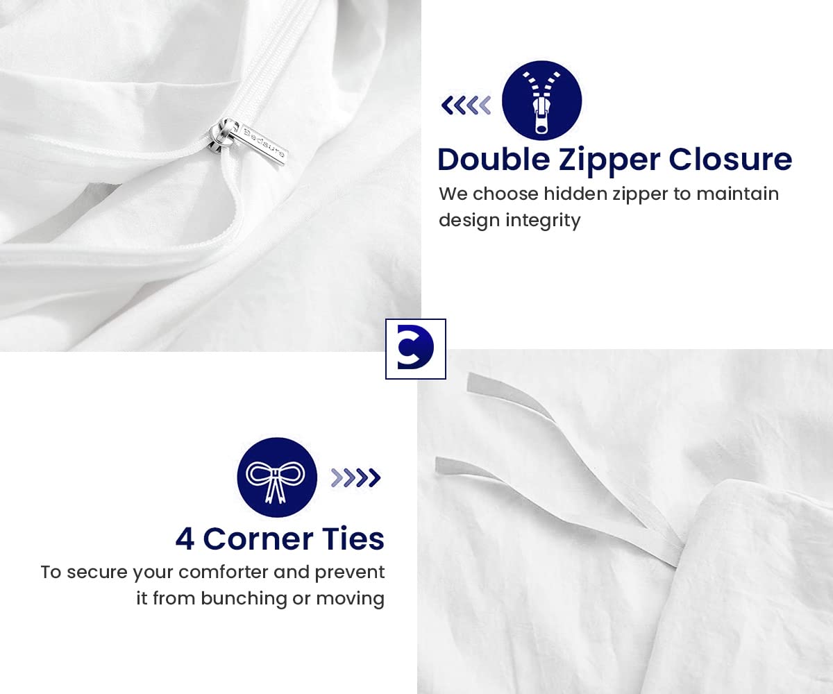 Dee's Collection Alaskan King Size Duvet Covers Egyptian Cotton 600 Thread Count Ultra Soft and Breathable 3 Piece Set Peach Pinch Quilt Cover with Zipper Closure & Four Corner Ties