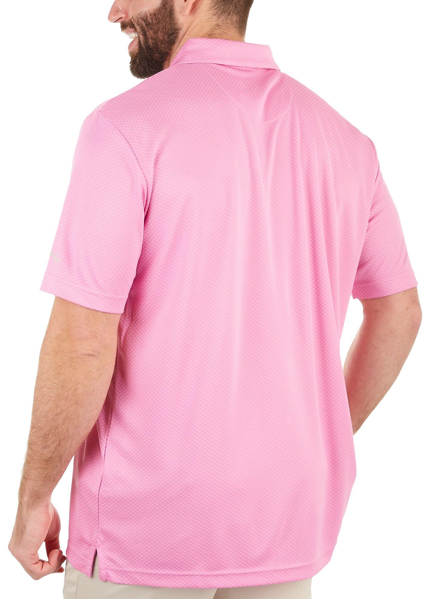 Callaway mens Pro Spin Chevron Jacquard Short Sleeve Golf (Size X-small - 4x Big & Tall) Polo Shirt, Pink Sunset, XX-Large