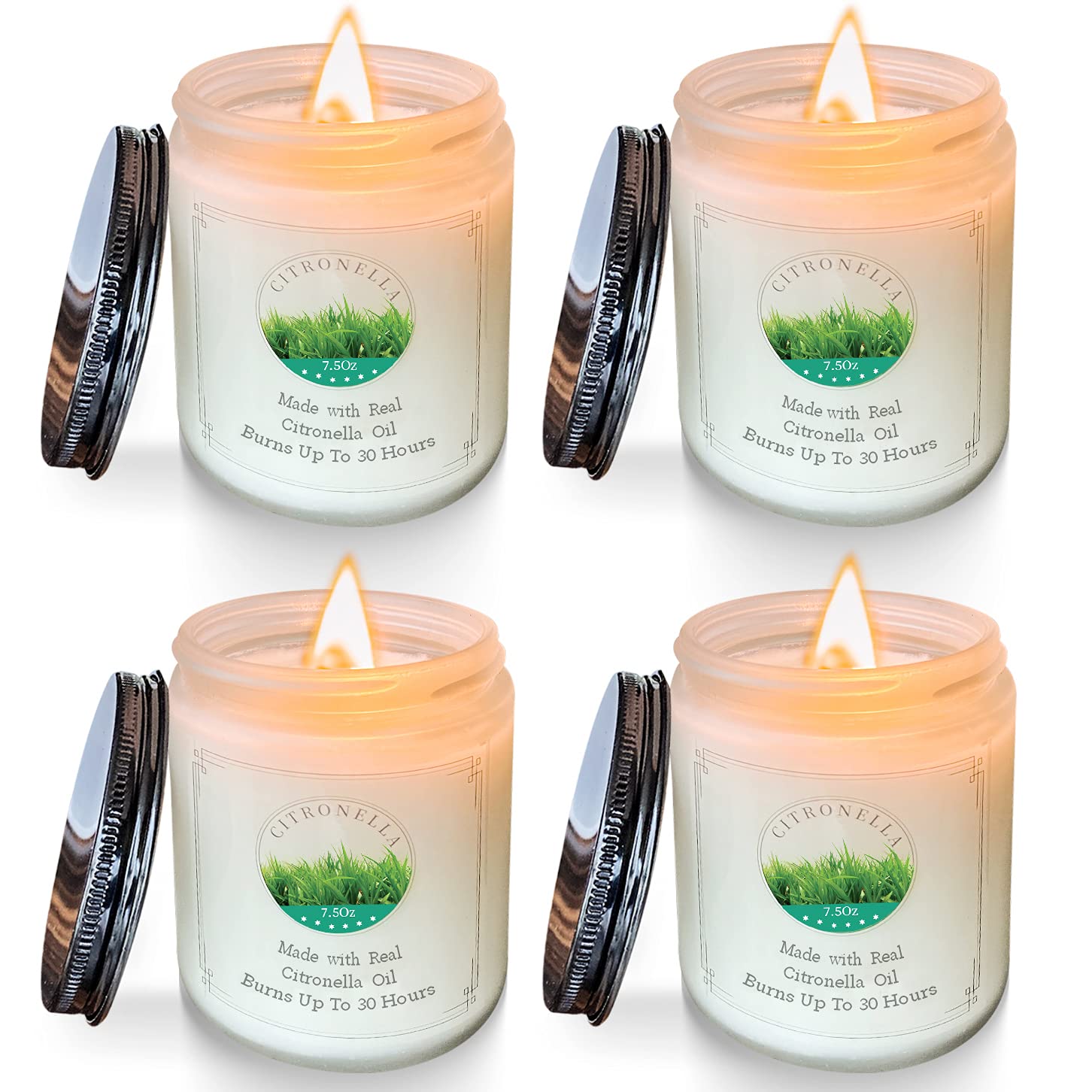Citronella Candles Outdoor Indoor | Handmade Home Scented Jar Candles Gift Set for Women Men | Soy Wax Candles Aromatherapy Candle for Home Garden Patio Perfect for Christmas Valentine's Day Birthday