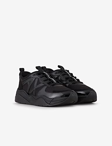 A|X ARMANI EXCHANGE Women's AX Logo Streetwear Sneaker, Black, 8.5
