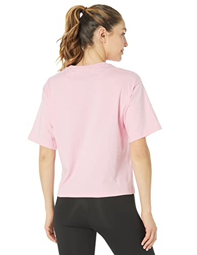 adidas Women's Essentials Logo Cropped Loose Fit Tee, Light Pink/White, Large