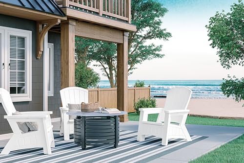 Suncast UV-Resistant Stylish Adirondack Outdoor Backyard Patio Chair with in-Seat Storage, White