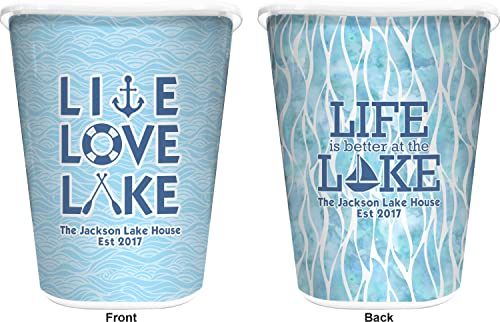 YouCustomizeIt Live Love Lake Waste Basket - Double Sided (White) (Personalized)