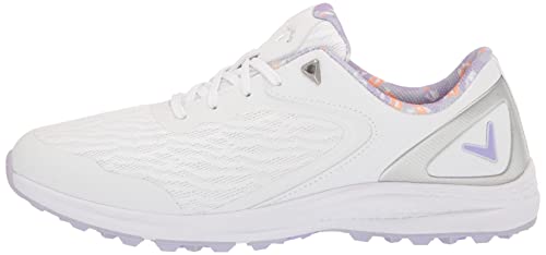 Callaway Women's Coronado v2 SL Golf Shoe, White/Pink, 8