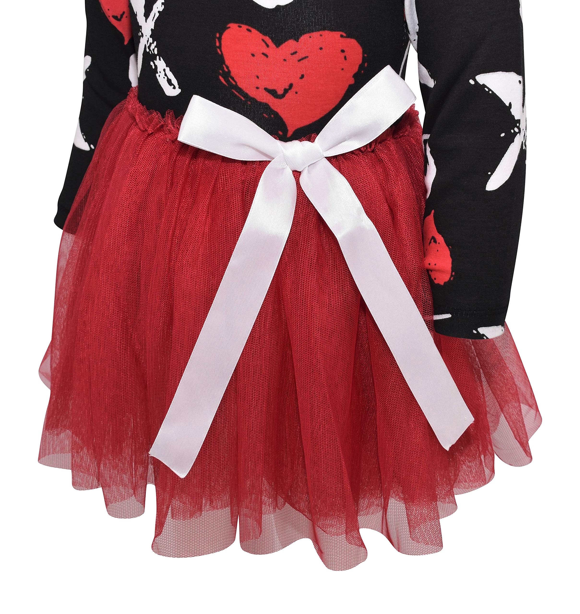 Girls Long Sleeve Valentines Day Tulle Tutu Dress for Kid and Toddler Black 7 Years