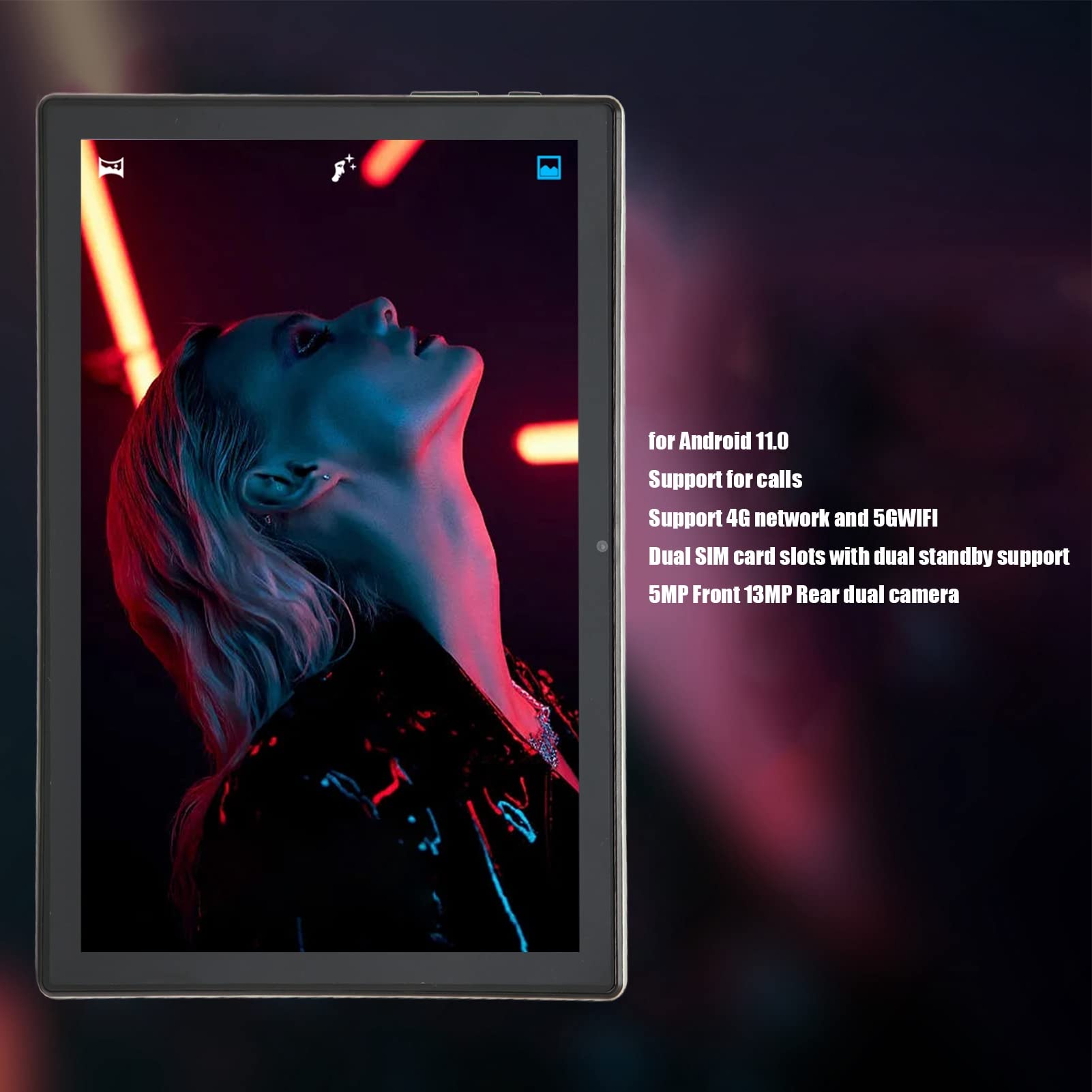 ASHATA P10 10 inch Tablet for Android 11, 8 Core CPU, 2.4G 5G WiFi, 6GB RAM 256GB ROM, Built in 128G Memory Card, 5MP 13MP Camera, 4G Net Tablet Talkable for Kids, 7000mAh