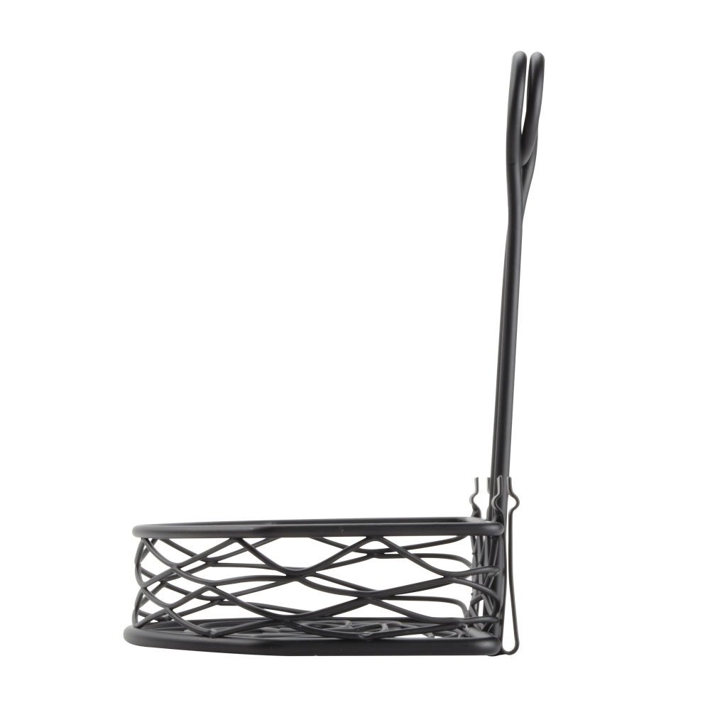 American Metalcraft SRBNB1 Semi-Round Wire Birdnest Condiment Rack Holder, Wrought Iron, Black