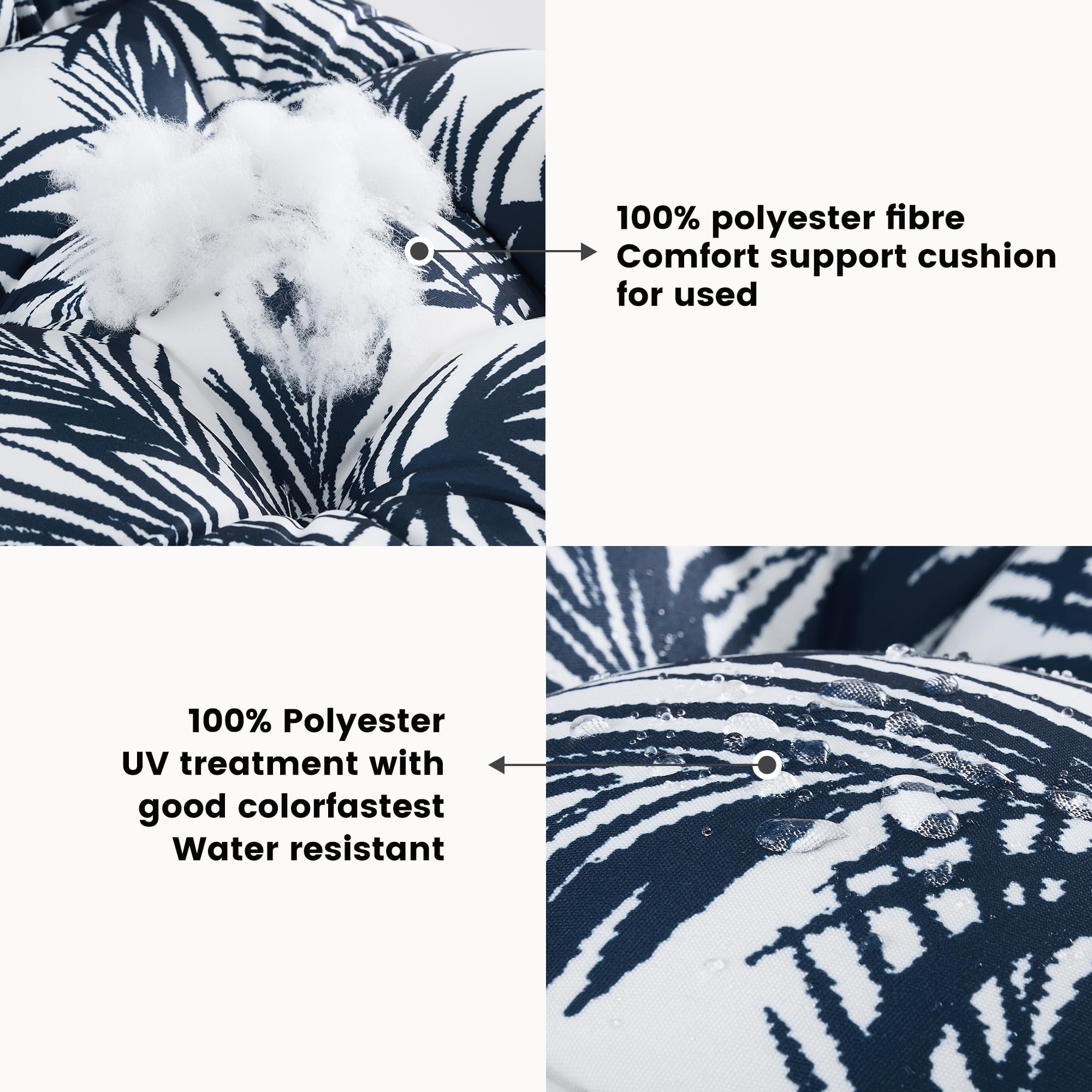 ARTPLAN Outdoor Loveseat Cushions,5 Piece Wicker Chair Cushions Set,Tufted Cushons for Wicker Bench Patio Furniture,Floral
