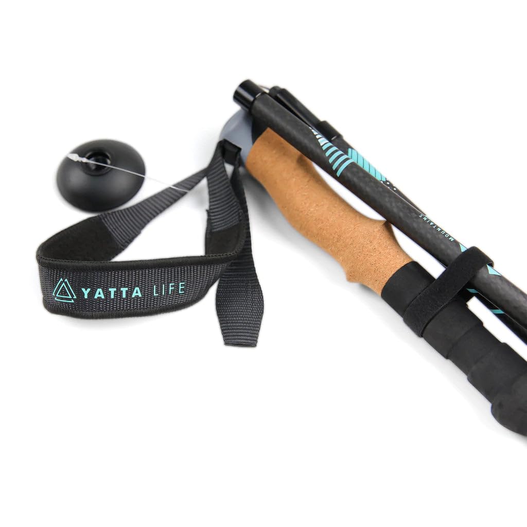 A001 Trekking Poles Carbon Fiber 2 Pack, Collapsible Folding Walking Stick, 5-Section Adjustable Telescopic Pole with Cork Grip, Lightweight Hiking Gear for Camping, Backpacking, Climbing, Walking,
