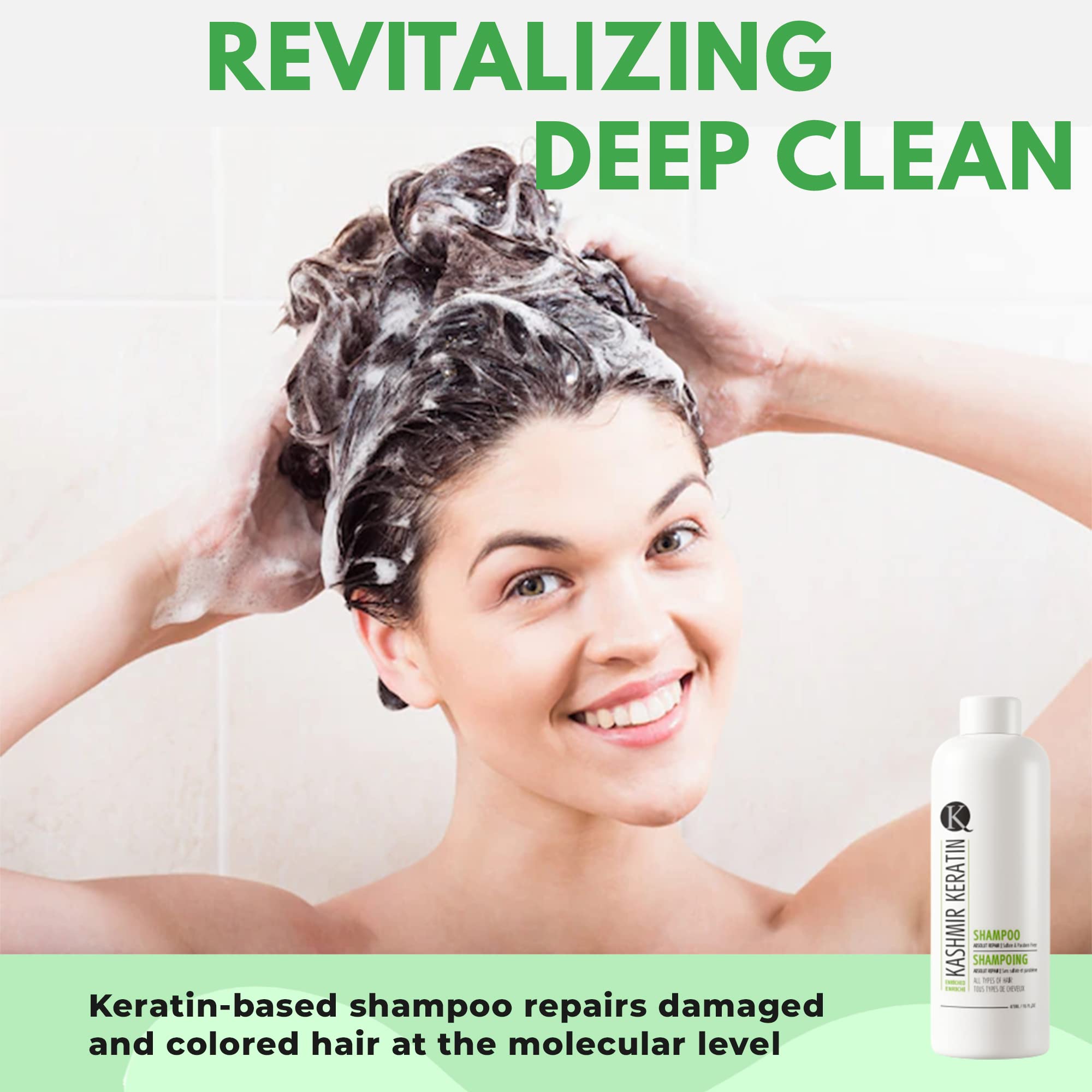 Kashmir Keratin Enriched Shampoo,Sulfate free shampoo,Paraben Free,For All Types Of Hair (16 Fl. Oz)