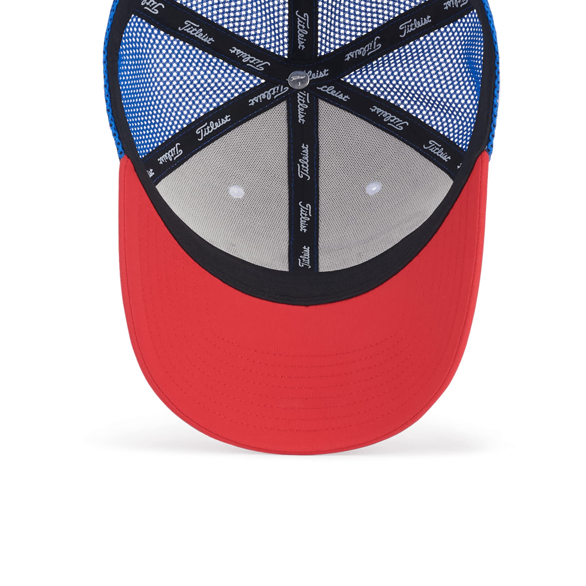 Titleist Men's Standard Tour Performance Mesh Golf Hat, White/Royal/Red, OSF