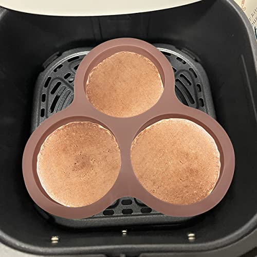 KVZVK Reusable Air Fryer Egg Pan 3 Cavity Air Fryer Baking Pan,Non-Stick Air Fryer Egg Mold for Baking Hamburger Bun Pan Air Fryer Accessories