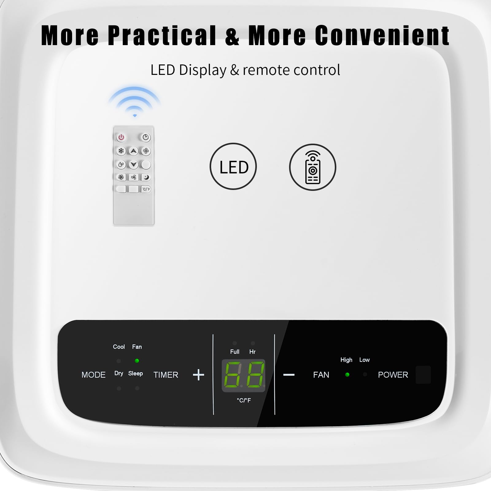 Aoxun 8,000 BTU Portable Air Conditioner, 4-IN-1 Dehumidifier, Fan W/Remote Control, 24H Timer Portable AC Unit for Home, Office, Dorm, Window Kits Included, White