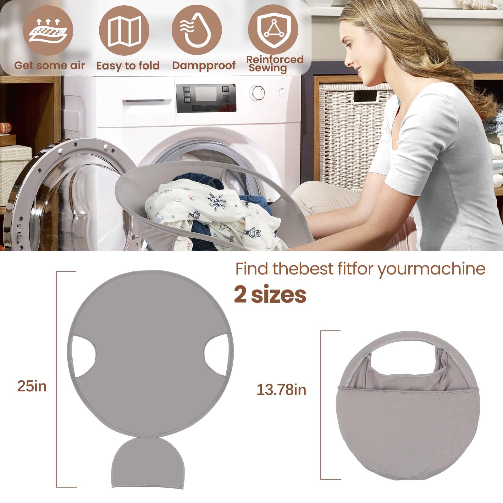 ZIMUHENAI 26" Collapsible Laundry Basket, Larger Popup Laundry Basket for Dryer, Portable Laundry Hamper for Clothes Storage and Easy to Use(Grey)