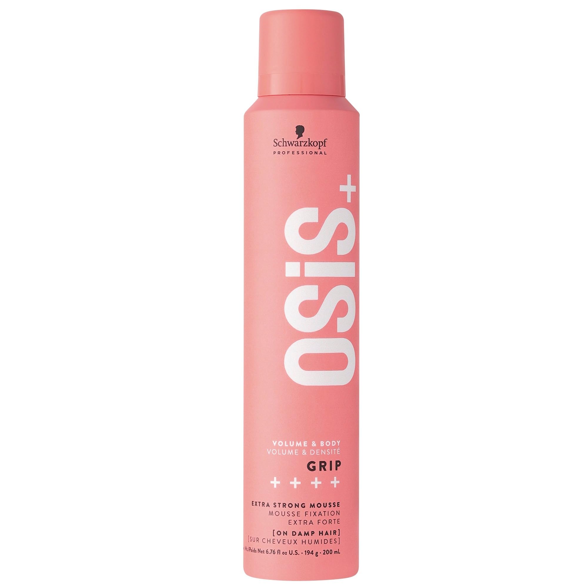 OSiS+ Grip Extreme Hold Mousse – Extra Strong Control and Volume with Lasting Definition and Natural Shine – Volumizing Formula Protects Against Blow Dry Damage, 7 oz