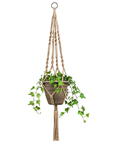Mkono 2 Pack Macrame Plant Hangers Indoor Hanging Planter Basket Decorative Flower Pot Holder Jute Rope for Indoor Outdoor Home Decor 4 Legs 40 Inch, Brown