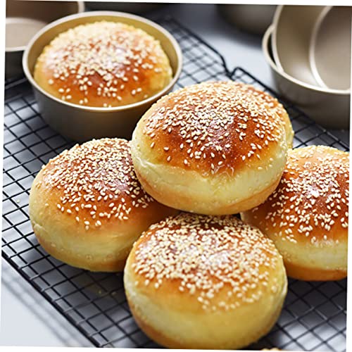 BAFAFA 2pcs Burger Mold Molde Para Pastel Pizza Oven for Home Toaster Oven Pans Round Cake Tin Steel Baking Pan Loaf Tin Ovenware Mold DIY Mold Meatloaf Breads Molds Golden Household Tray Pan