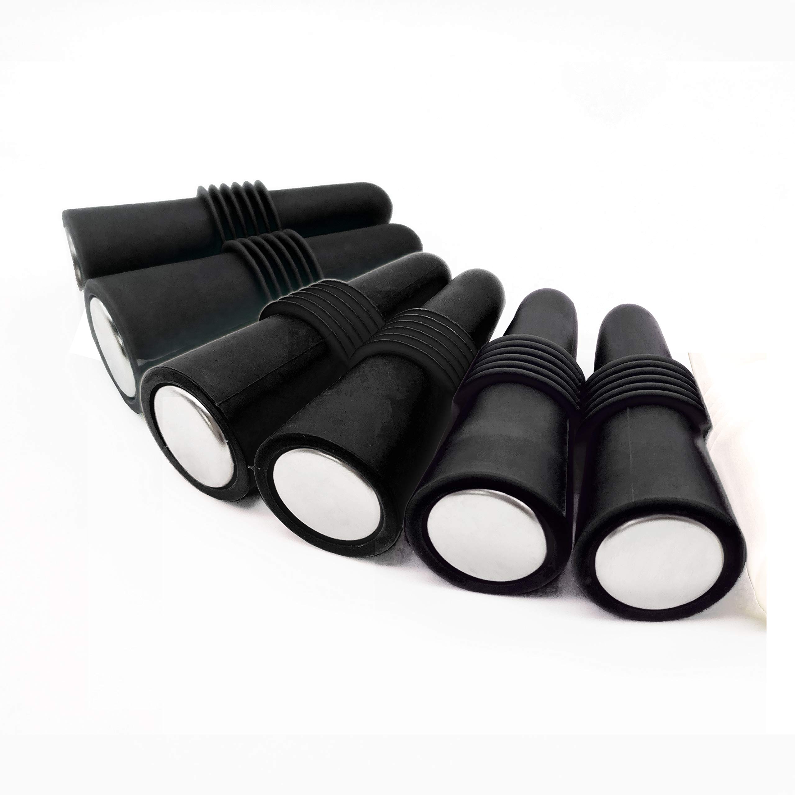 ANIN 8 pcs of Wine Stoppers, Reusable Silicone Beverage Bottle Sealer Replacement with Grip Top for Cork to Keep the Wine Fresh - Black