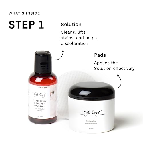 Eye Envy Cat Tear Stain Remover Starter Kit | Tear Stain Essentials in one kit at a 2-Step System | Lasts 30-45 Days | Solution 2 fl.oz, Applicator Pads 30 Count and Powder 0.5oz