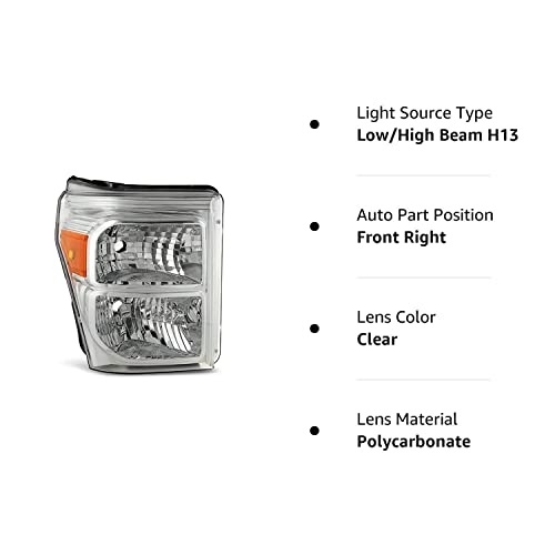 ACANII - For 2011-2016 Ford F250 F350 F450 F550 SuperDuty Replacement Headlight Headlamp - Passenger Side Only