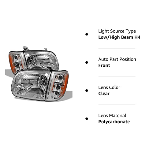 ACANII - For 2005-2006 Toyota Tundra 05-07 Sequoia Double | Crew Cab Headlights Headlamps w/Corner Lamps Set Left+Right