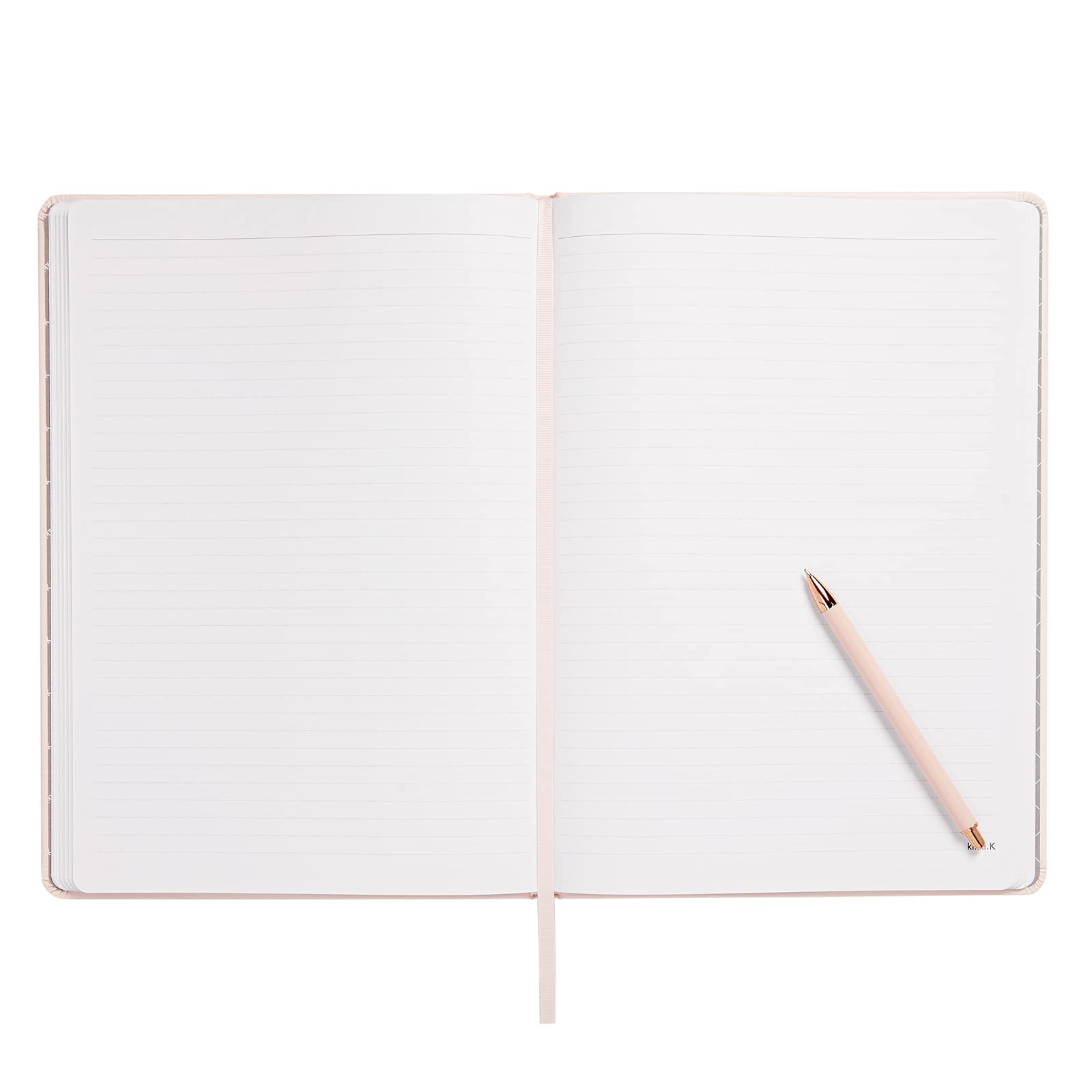 A4 Bonded Leather Journal in Blush, Featuring an Elastic Closure and Ribbon Page Marker, Lined Paper, 128 Pages, 11.97" L x 8.46" W x 0.59" H by kikki.K