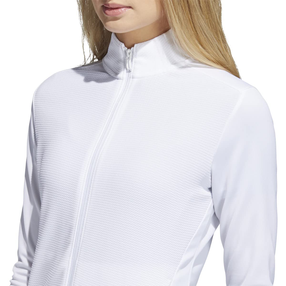 adidas Women's Standard Textured Full Zip Jacket, White, Medium
