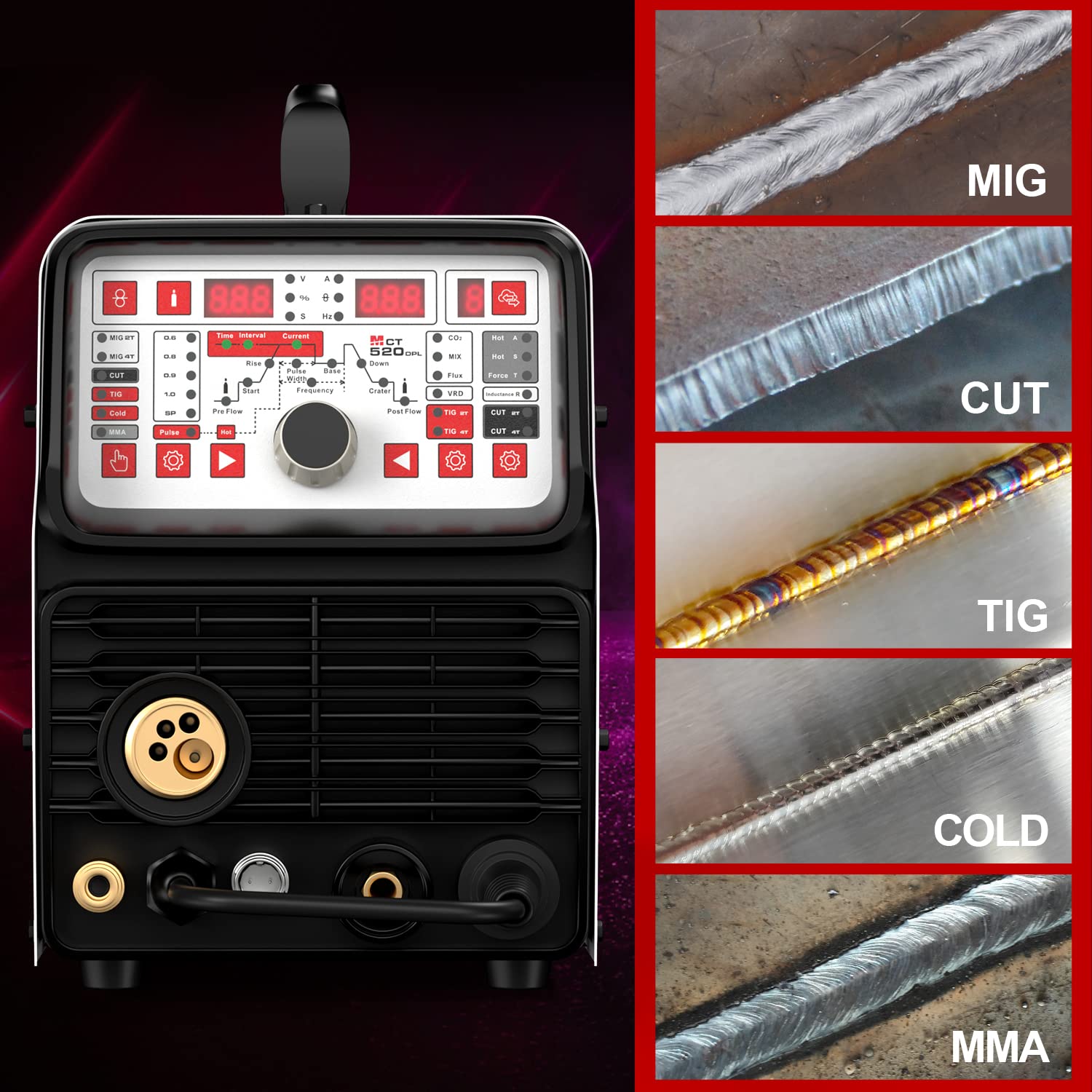 ANDELI Plasma Cutter Mig Welder Combo,200 Amp 220V Inverter 5 in 1 Multi Process Welder Mig/Stick/Tig/Cold/CUT Welder Welding Machine