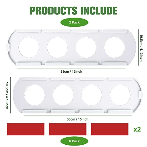 ChengFu Yogurt Organizer for Fridge, 2 Pack Yogurt Organizer, Yogurt Organizer for Greek and Vegan Yogurts, Holds 4 of 3.75" yogurts, Refrigerator Organizer Storage, Space Saving,Peel & Stick, White