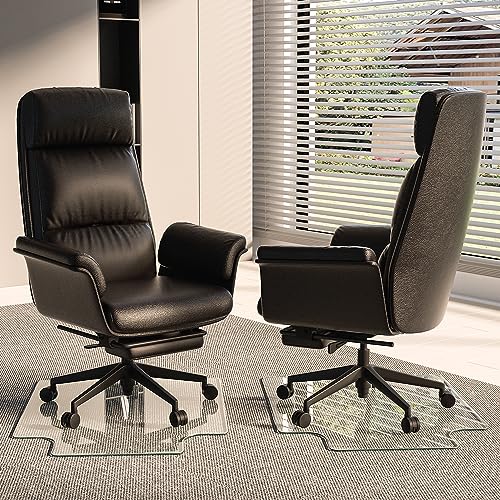 Antok Glass Chair Mat for Carpet, 36βx36β Tempered Glass Floor Mat for Office Chair on Carpet, 1/5" Thick Clear Computer Floor Mat for Rolling Chairs with 4 Anti-Slip Pads