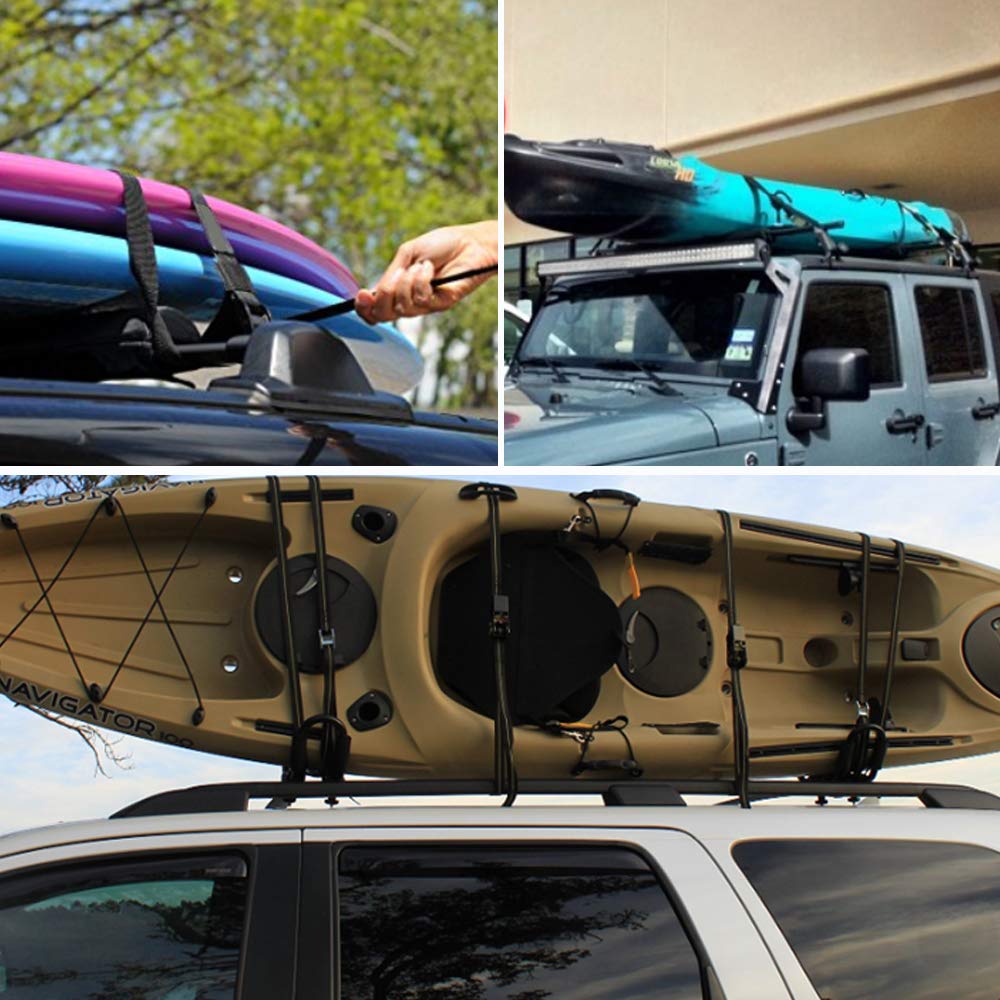 Alfa Gear All Purpose Tie Down Straps Great for Boat/Motorcycle/Scooter/Jet ski/Kayak/SUP/Canoe/Ski Board 1200 lbs Capacity 1.5" Width (Black)
