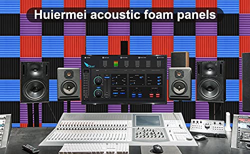 Acoustic Foam Panels Fireproof Sound Absorbing Panels Studio Foam Wedges for Walls 2" X 12" X 12" 12 Pack Black