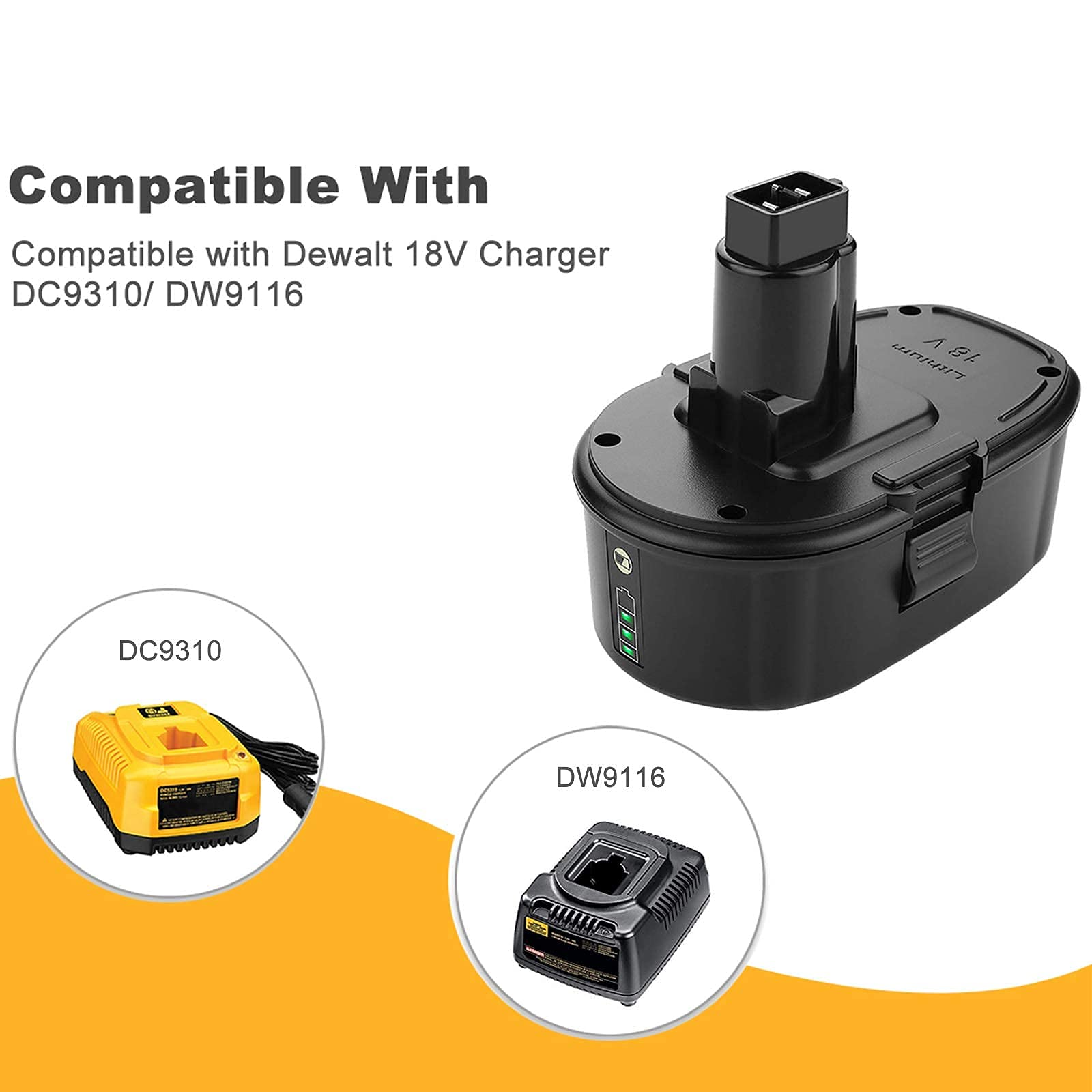 ANTRobut 2Pack 6.0Ah Lithium Battery Replacement for Dewalt 18V Battery XRP DC9096 DC9098 DC9099 DE9096 DE9095 DW9096 DW9098 DW9095 DC9182 Dewalt 18V Batteries