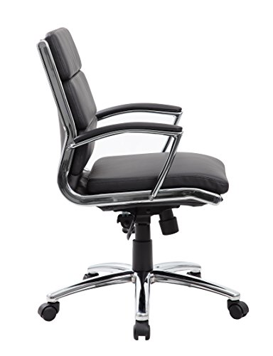 Boss Office Products Executive Mid Back CaressoftPlus Chair with Metal Chrome Finish in Black