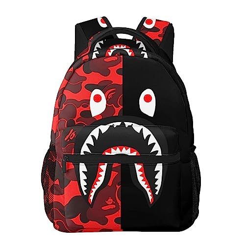 AIRPO 17inch Camo Shark Backpacks Camouflage 3D Print Large Capacity Laptop Daypack Lightweight Multiple Backpack Travel Shoulders Bag For Women Men