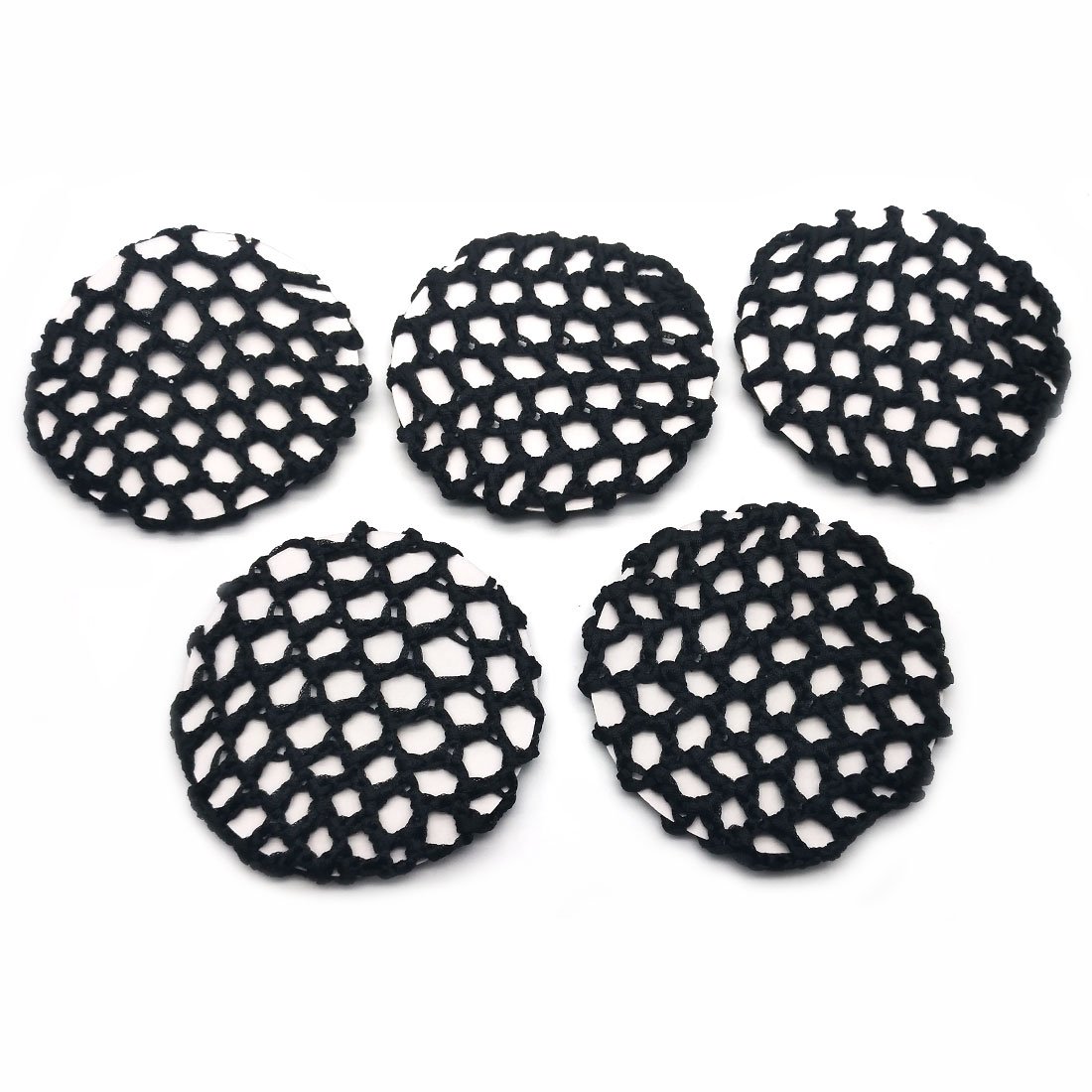 GARASANI 5 Pack Women Ballet Dance Skating Snoods Hair Net Bun Cover Black (Bold mesh)
