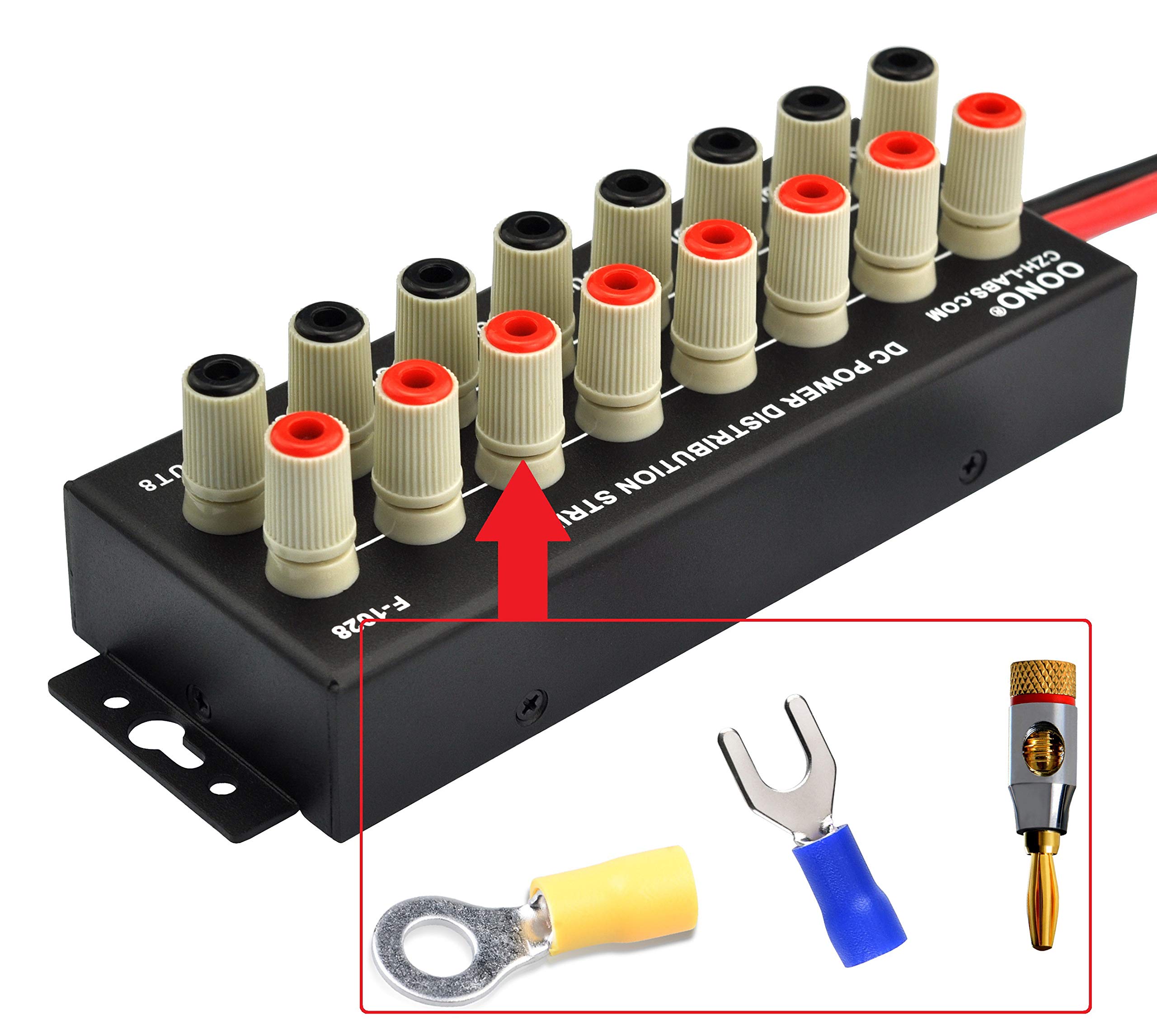 Banana Jack 8 Outlet DC Power Distribution Strip (with Cable)