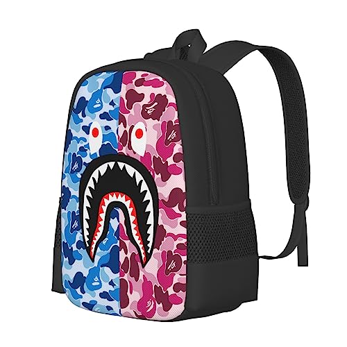AIRPO Casual Shark Teeth Backpacks Camouflage 3D Print Big Capacity Computer Daypack Lightweight Multiple Backpack Travel Shoulders Bag For Women Men