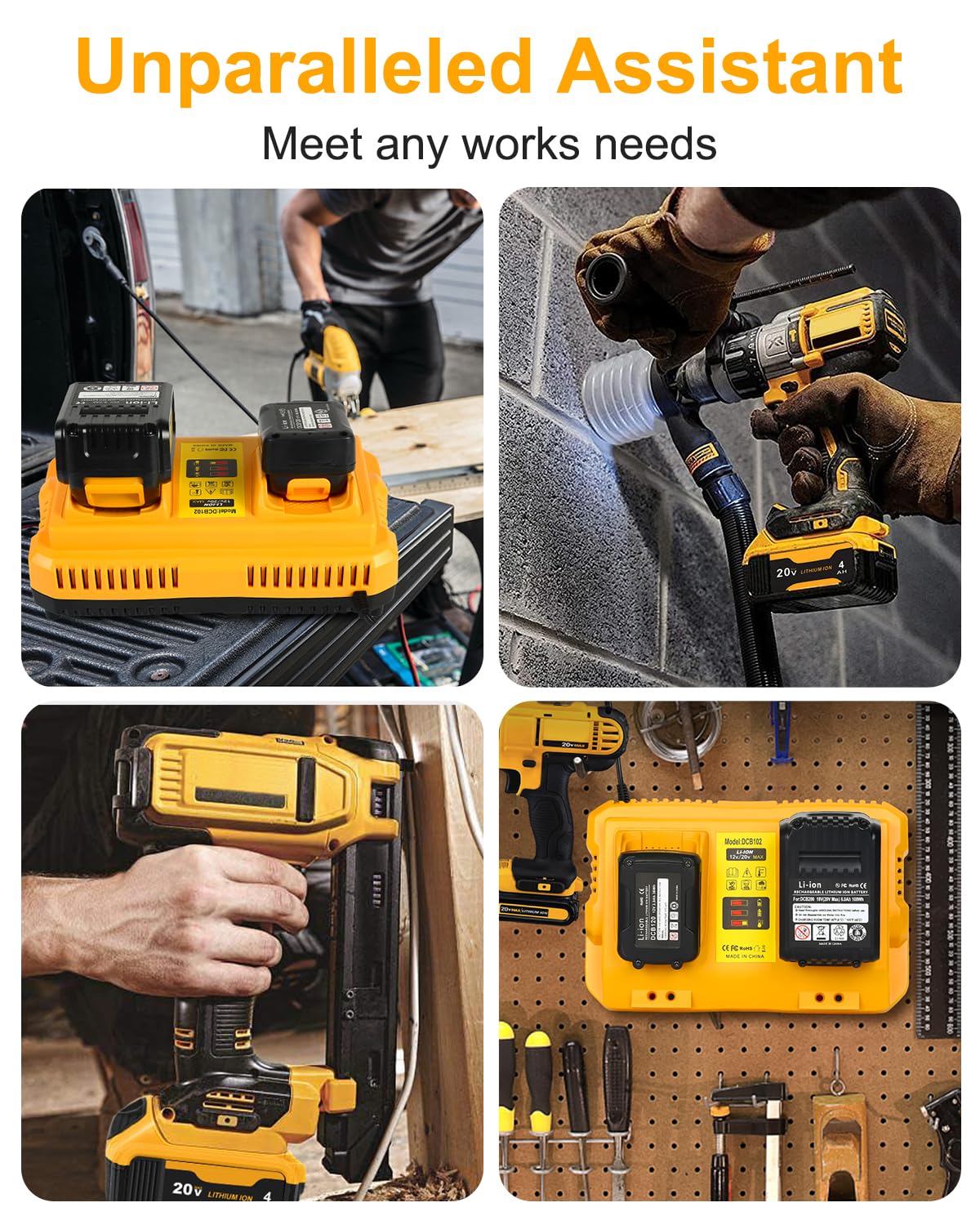 Lenoya Upgraded 20v 2Packs Replacement for Dewalt 20V Max Battery 7000mAh and DCB102 Charger Comaptible with Dewalt DCD DCF DCG Series Cordless Power Tools and 12V/20V Battery Charger Orange