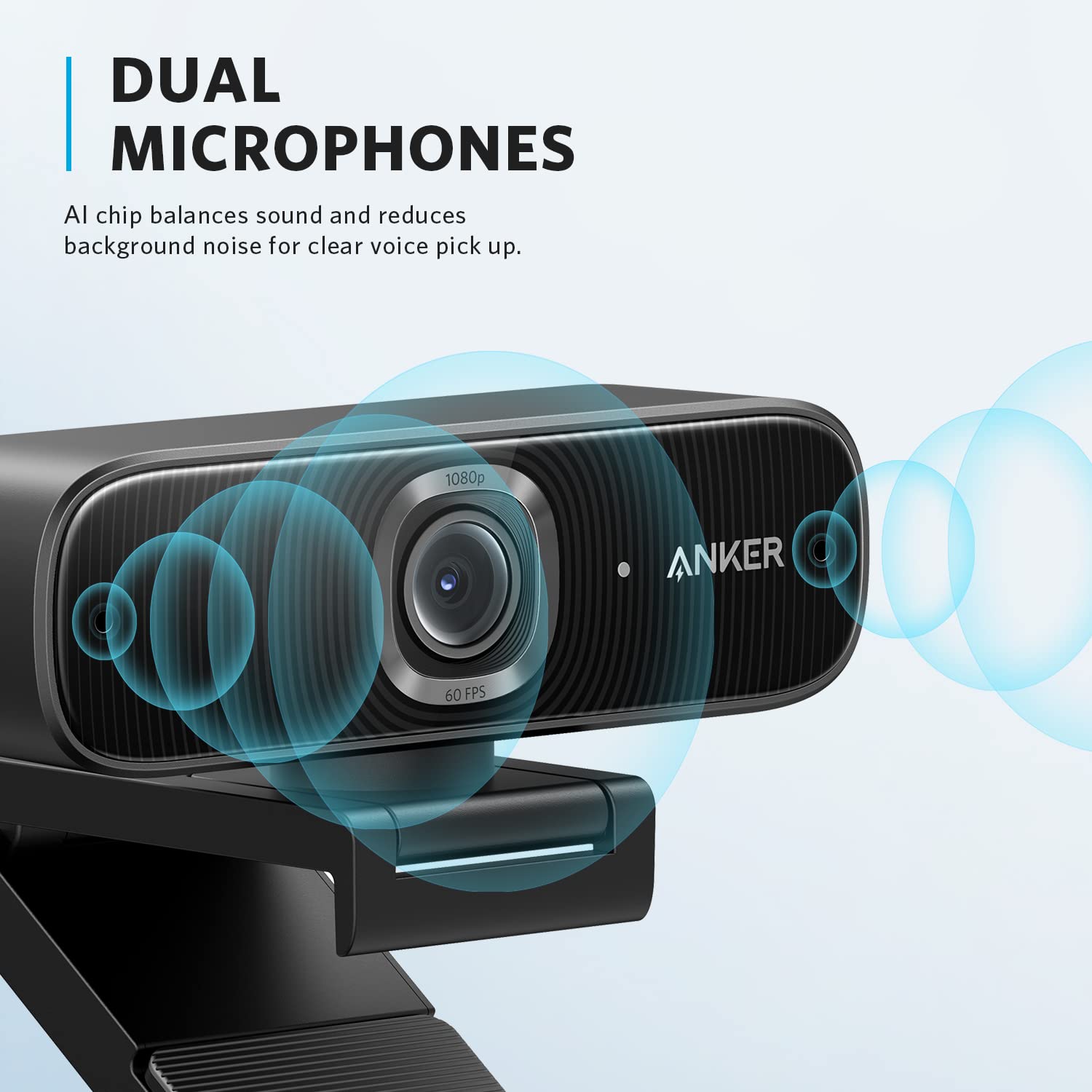 Anker PowerConf C300 Smart Full HD, AI-Powered Framing & Autofocus, 1080p Webcam with Noise-Cancelling Microphones, Adjustable FoV, HDR, 60 FPS, Low-Light Correction, Zoom Certified