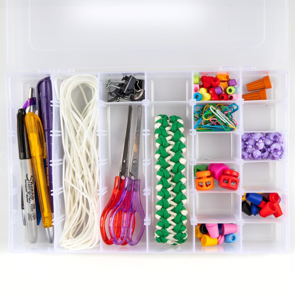 Craft County Embroidery Floss and Thread Organizer Box – 17 Compartments – Clear White Plastic – Empty (Organizer)
