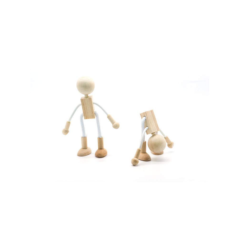 EXCEART Wood Peg Dolls 4Pcs Unfinished Wooden Peg Doll Adjustable Wood Peg People Doll Robot Paintable Bodies Figures for DIY Arts Crafts Peg Game Party Favor