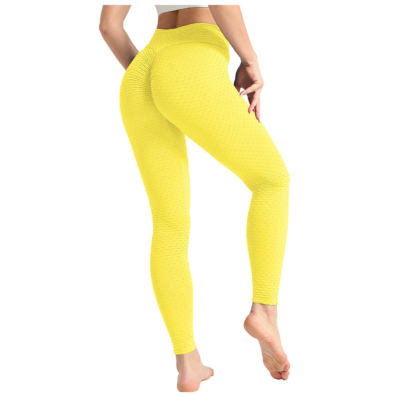 Textured High Waist Yoga Pants for Women Tummy Control Slimming Booty Butt Lift Leggings Anti Cellulite Workout Tights