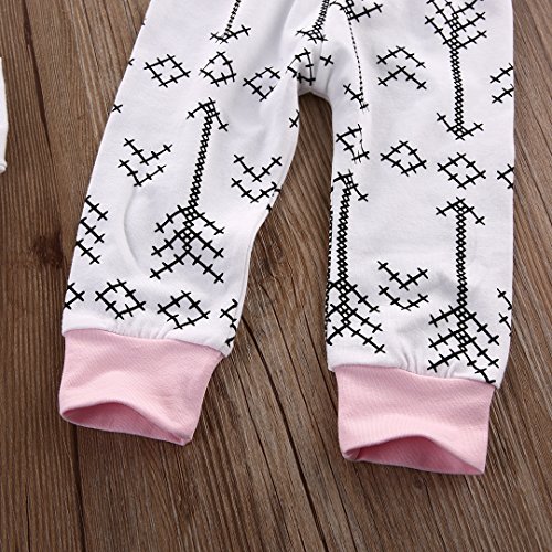 Emmababy Newborn Girls Clothes Baby Romper Outfit Pants Set Long Sleeve Summer Clothing (0-6Months, White 1)