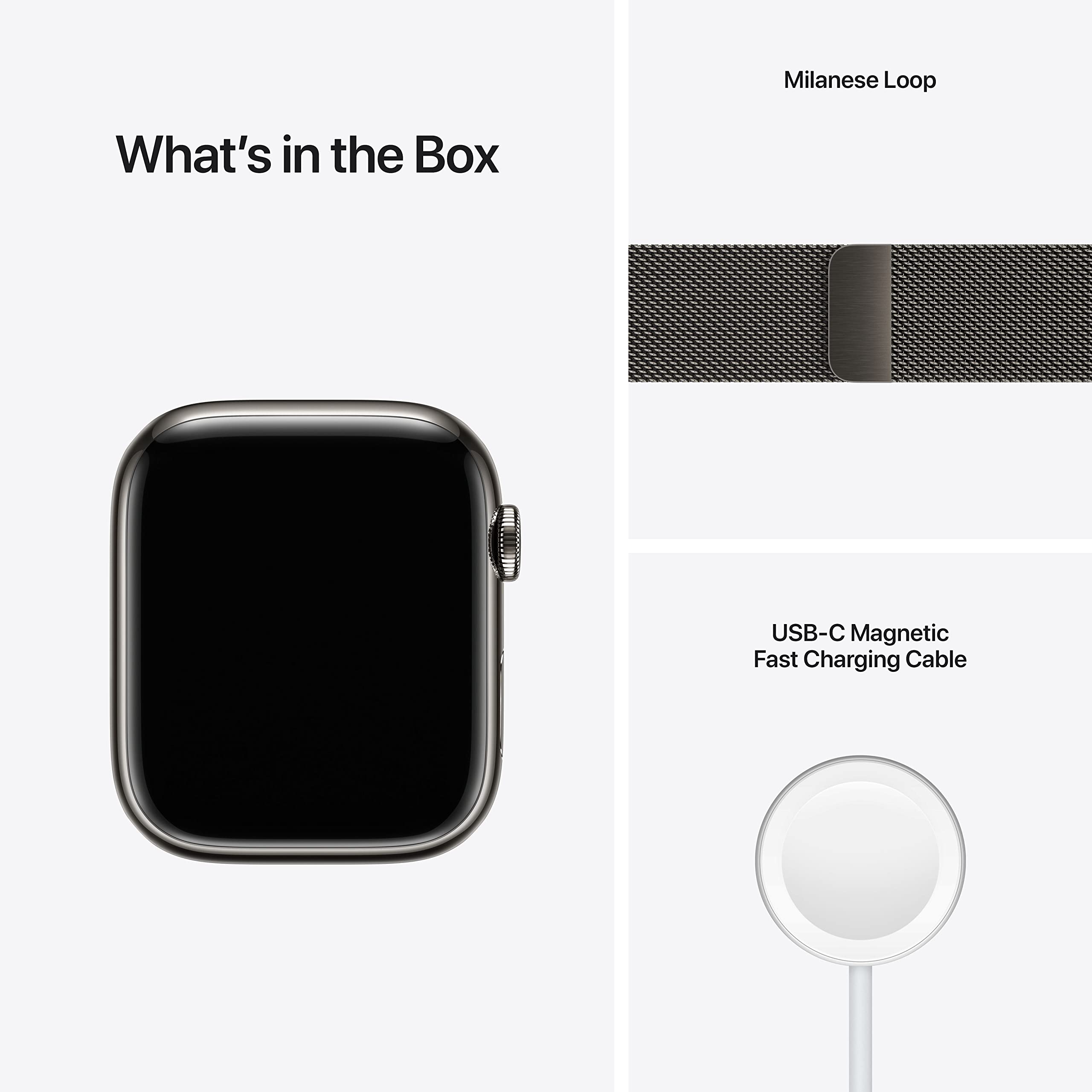 Apple Watch Series 7 [GPS + Cellular 45mm] Smart watch w/Graphite Stainless Steel Case with Graphite Milanese Loop. Fitness Tracker, Blood Oxygen & ECG Apps, Always-On Retina Display, Water Resistant