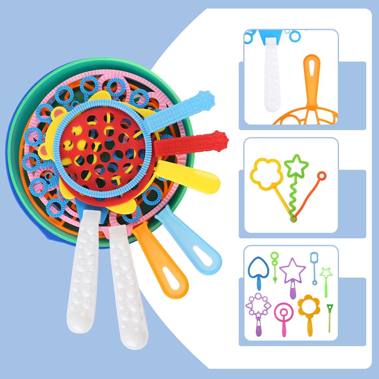 Bubble Wands Set, 28 Pcs Large Bubble Wand with Tray, Great for Kids Summer Outdoor Bubble Party Favors