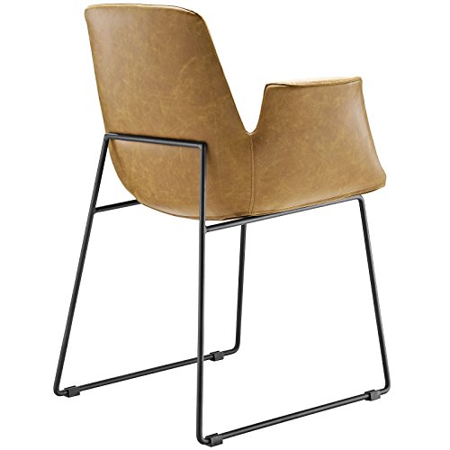 Modway Aloft Faux Leather Modern Farmhouse Kitchen and Dining Room Chair in Tan