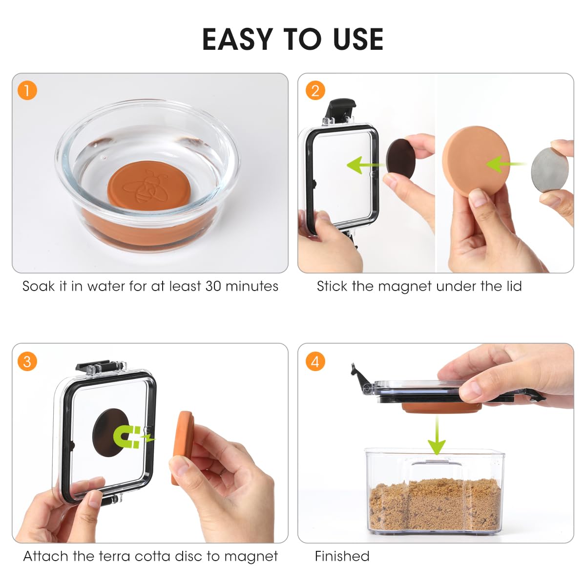 Aieve Brown Sugar Keeper Disc,2 Pack Brown Sugar Saver with Magnetic Attachment to Container Lid (Keep Brown Sugar Soft without Direct Contact)